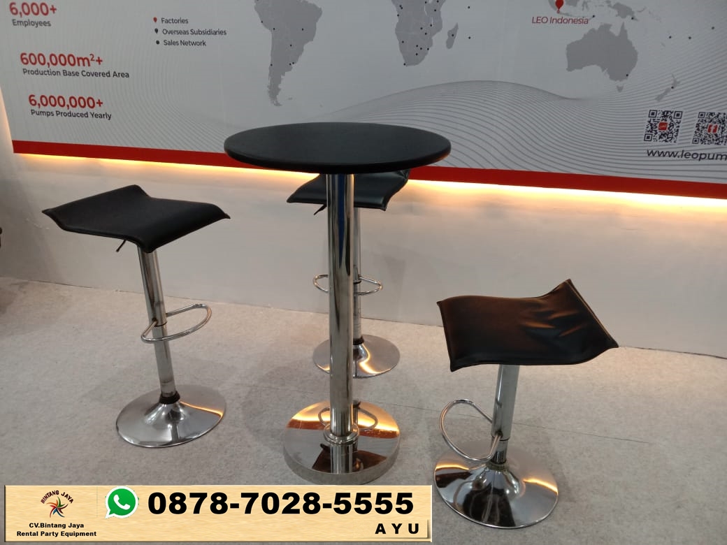 Sewa barstool meja bar cover hitam dan kursi bar kotak hitam
